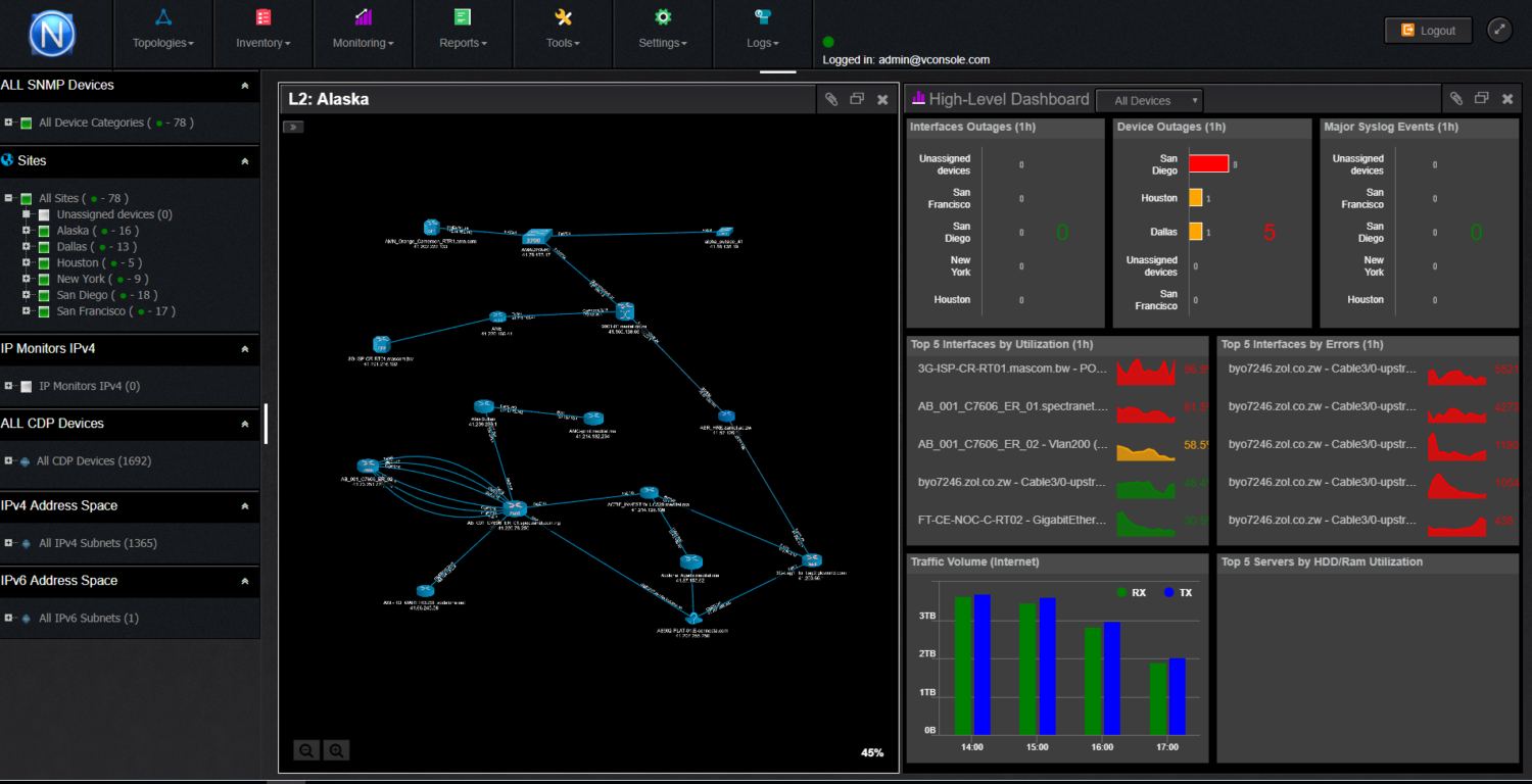 UI Screenshots - Network Monitoring Tools