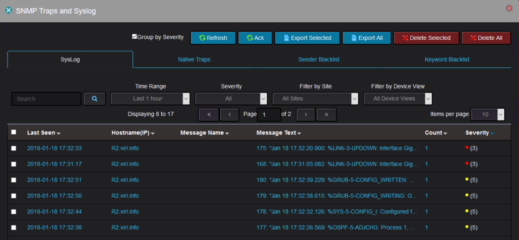 Syslog Group Severity Network Monitoring Tools