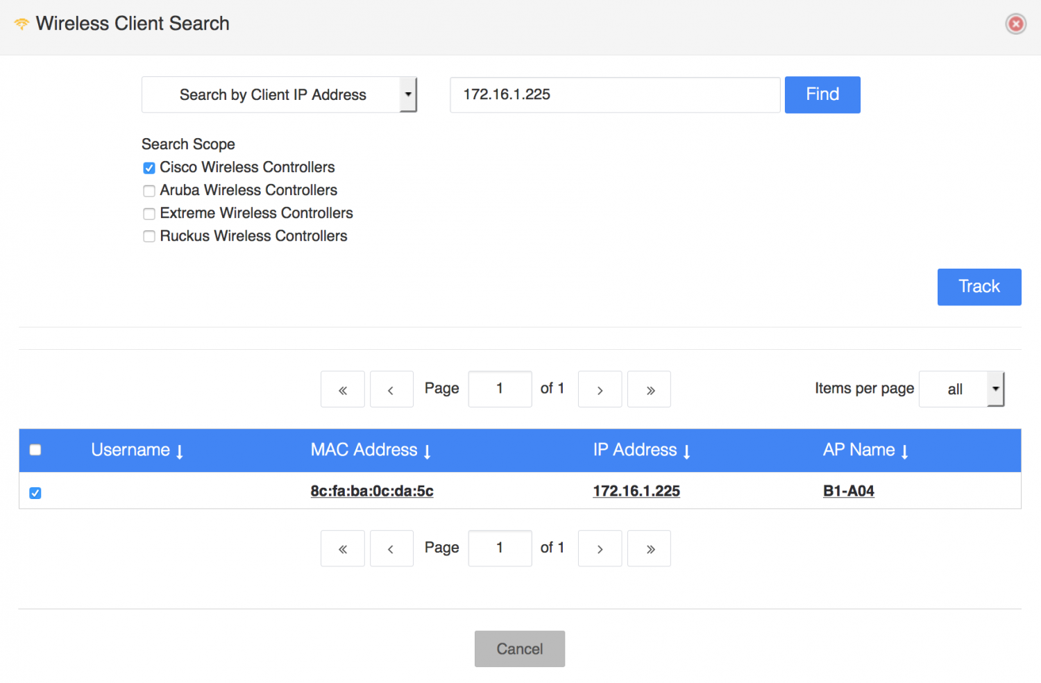 Cisco Wireless client search and tracking tools - Network Monitoring Tools