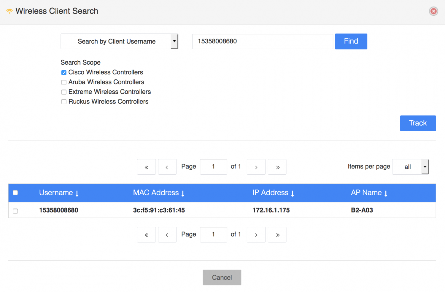 Cisco Wireless client search and tracking tools - Network Monitoring Tools