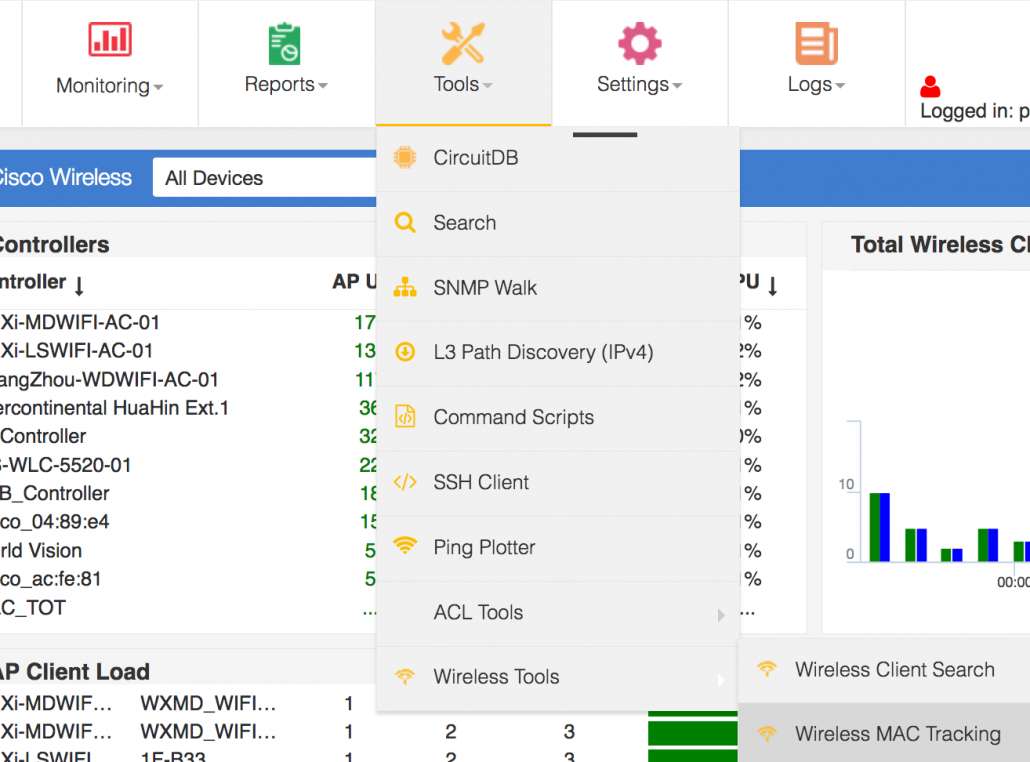 Cisco Wireless client search and tracking tools - Network Monitoring Tools