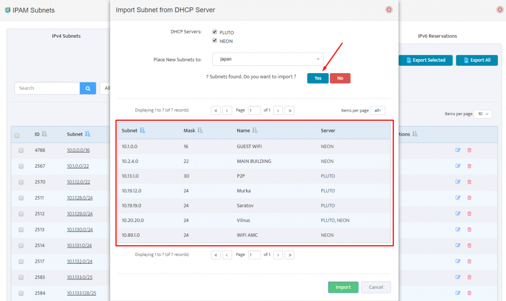 Importing subnets to IPAM from DHCP servers - Network Monitoring Tools