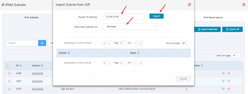 Importing subnets to IPAM from IGP routing protocols - Network Monitoring Tools