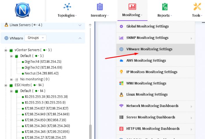 Configuring VMware monitoring - Network Monitoring Tools