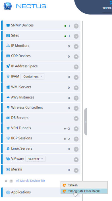 How To Enable Meraki Api Integration In Nectus Network Monitoring Tools