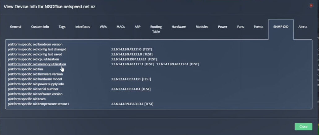 Configuring SNMP OID for Memory utilization Monitoring - Network ...